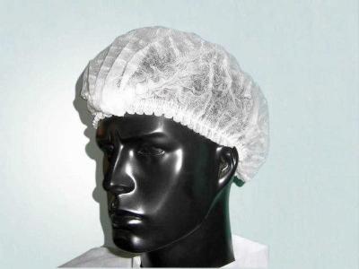 China Disposable Non Woven PP Clip Strip Bouffant Hairnet Mob Cap With Single Or Double Elastic for sale