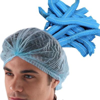 China 15GSM V101 Disposable Non Woven PP Clip Strip Bouffant Hairnet Mob Cap with Elastic for sale