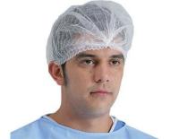 China 15GSM V101 Disposable Non Woven PP Clip Strip Bouffant Hairnet Mob Cap with Elastic for sale