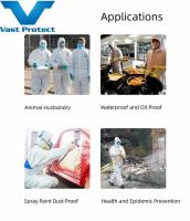 China Fully Closed PP PE 55GSM Hooded Disposable Protective White Tyvek 400 Coveralls S-5XL for sale