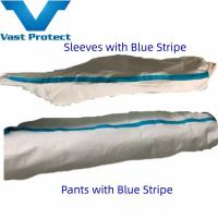China Quick Moisture Transmission Disposable Blue Sealed Seam Tape White Micro Film Coverall for sale