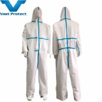China Breathable Disposable White Blue Strip Micro Film Suit Without Boots-Cover for Protection for sale