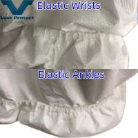 China Fluid Resistant Breathable Waterproof White Strip Micro Film Suit Without Shoe Cover for sale