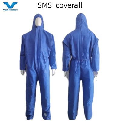 China Chemical Protective Coveralls Sterilization SMS Waterproof Dustproof Hooded Coveralls for sale