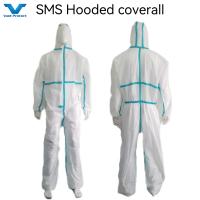 China 175*140cm Disposable Protective Isolation SMS Nonwoven Coverall with Heat Taped Seam for sale