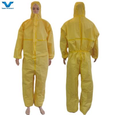 China VASTPROTECT-609 Yellow Disposable Coverall Chemical Resistance Protective Suit 175*140cm for sale