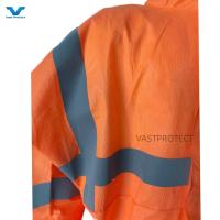 China OEM Accepted Type 5 6 Industrial PPE Orange SMS Disposable Coveralls With Refelctive Tape for sale