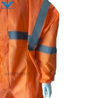 China OEM Accepted Type 5 6 Industrial PPE Orange SMS Disposable Coveralls With Refelctive Tape for sale