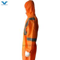 China VASTPROTECT-604 Disposable Orange Safety Reflective Tape SMS 56GSM PPE Coveralls for sale