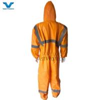 China Lightweight 50GSM-70GSM Microporous Disposable Orange Coveralls With Reflective Tape for sale