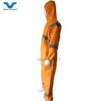 China OEM Accepted Safety Coverall With Reflective Tape Chemical Diposable PP PE Orange Type 5 6 for sale