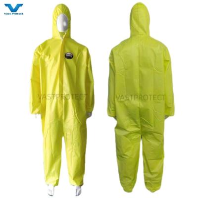 China Fully Closed ISO Hooded Disposable Coveralls Without Face Mask For OEM Chemical Proof for sale