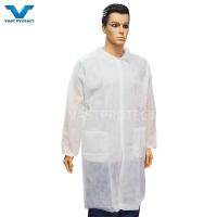 China Elastic Cuff Zipper Magic Tape Velco Pockets Non-Woven PP Lab Coat for M L XL XXL Sizes for sale