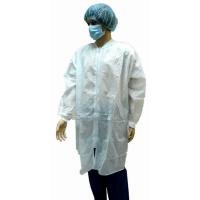China Unisex Tyvek Microporous White Disposable Lab Coat with T Shirt Collar Open Cuff Pockets for sale