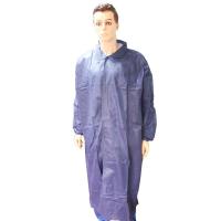 China Chemical Resistance White Disposable Lab Coat with Snap Buttons and Elastic Wrists for sale