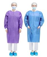 China 125X150cm Non Woven PP SMS Disposable Surgical Medical White Lab Coat with Pockets for sale