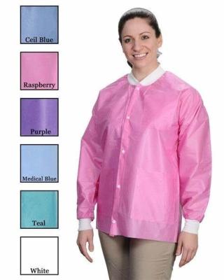 China SMS Disposable Lab Jackets Coat 45GSM Hip Length with Pockets Knit Cuffs Adult 5XL for sale