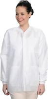 China SMS Disposable Lab Jackets Coat 45GSM Hip Length with Pockets Knit Cuffs Adult 5XL for sale