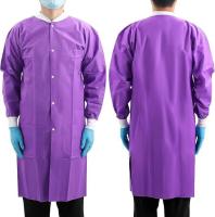 China Adult SMS Medical Lab Jacket Disposable Knee Length with Knit Cuff Collar and 3 Pockets for sale