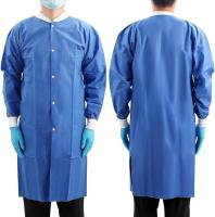 China Sky Blue Lab Coats for Adults PPE Spp SMS 45GSM Splash-Proof Painting with Mao Collar for sale