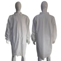China Open Fronted Adult Disposable Lab Coats with Elastic Cuffs 60 GSM Polypropylene Painting for sale