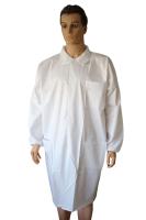 China Open Fronted Adult Disposable Lab Coats with Elastic Cuffs 60 GSM Polypropylene Painting for sale