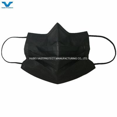 China Flat Bfe 90 95 99 Protective Earloop PP 3ply Non-Woven Disposable Black White Face Mask for sale