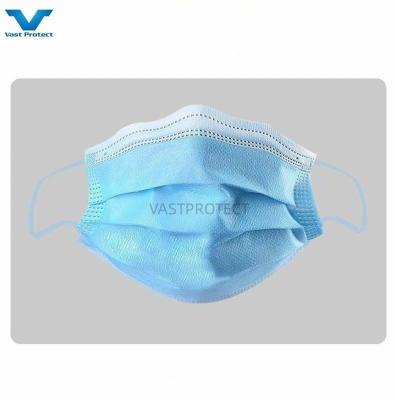 China VPT-Face mask 17.5x9.5cm Disposable Nonwoven Blue 3ply Protection Mask for Your for sale