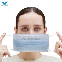 China VPT-Face mask 17.5x9.5cm Disposable Nonwoven Blue 3ply Protection Mask for Your for sale