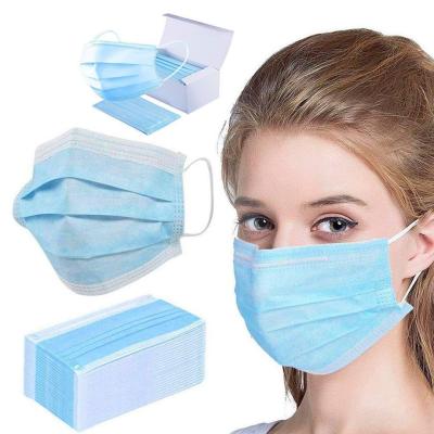 China Elastic Nose Clip 3 Ply Ear-Loop Disposable Blue Face Mask for Soft Skin and Comfort for sale