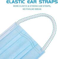 China Elastic Nose Clip 3 Ply Ear-Loop Disposable Blue Face Mask for Soft Skin and Comfort for sale