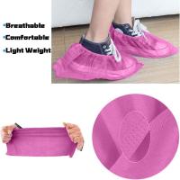 China Printing Logo Pink Non-Slip Disposable Shoe Cover for Dental Protection and Comfort for sale