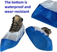 China Cleaning Blue and White V206 Heavy Duty PP CPE Waterproof Disposable Foot Shoe Cover for sale