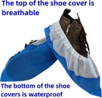 China Cleaning Blue and White V206 Heavy Duty PP CPE Waterproof Disposable Foot Shoe Cover for sale