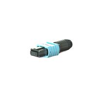 China Mini 36mm MPO Connector OM3 Multi-mode fiber round boot Aqua Fiber Optic Connector for sale