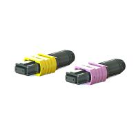China Mini 36mm MPO Connector OM3 Multi-mode fiber round boot Aqua Fiber Optic Connector for sale