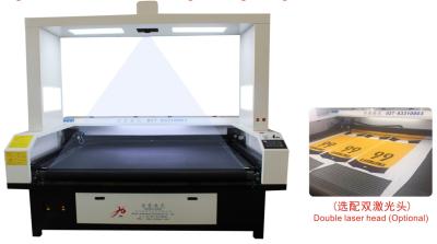 China Polyester Fabric Laser Cutting Machine With Camera Working Area 1800 × 1000 Mm for sale