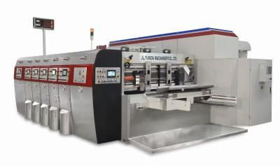 China 380V/50Hz/3Ph Automatic Steel Flexo Printing Cardboard Box Slotting Die Cutting Machine All Computer Controled for sale