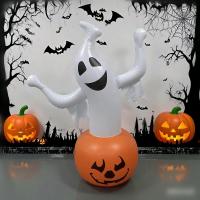 China Halloween best-selling PVC inflatable LED light Pumpkin Ghost untoppleable figure Halloween airtight mold decoration for sale