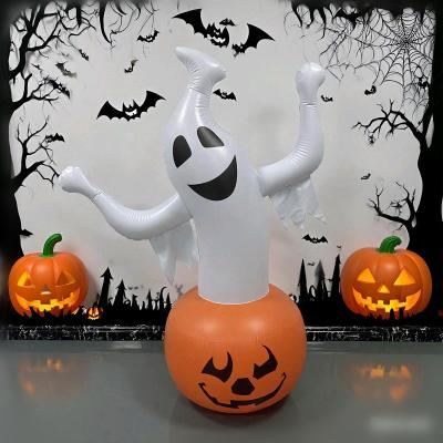 China Halloween best-selling PVC inflatable LED light Pumpkin Ghost untoppleable figure Halloween airtight mold decoration for sale