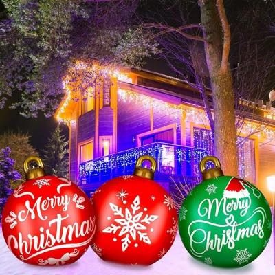 China 24-inch PVC inflatable Christmas ball, customizable in various patterns and sizes, Christmas courtyard porch decoration, Christmas tree hanging decoration, airtight design for easy folding for sale