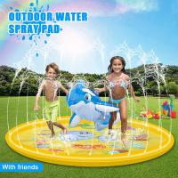 China PVC yellow Dolphin water spray pad, 69-inch ideal summer game water spray pad, outdoor activity fountain toy for sale