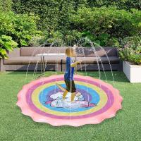 China Summer children's water spray toy PVC pink Unicorn water spray pad, 69-inch spray pad, ideal summer play water spray pad, outdoor activity fountain toy for sale