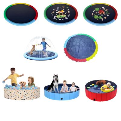 China Summer Outdoor Children'S Pet Water Spray Toys PVC Color Printed Pet Thickened Anti Slip Water Spray Pad 69-Inch for sale