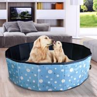 China Nontoxic Foldable dog pool featuring built-in drainage plug ideal for outdoor indoor easy to clean and store pet water basin for sale