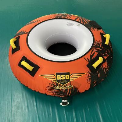 China PVC inflatable water towing ring with fabric cover, water towing boat, double yacht, speedboat, rowing towing tube for sale