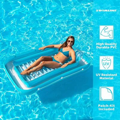 China PVC inflatable swimming pool float bed and headrest - Colorful lounge chair raft, summer water fun for adults/children for sale