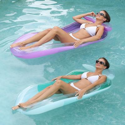 China Inflatable water lounge chair with armrests, mesh, float swimming ring, foldable gradient backrest for sale