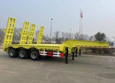 China 60 80 100 Tons Lowboy Gooseneck Semi Trailer Lowbed With Steel Material for sale