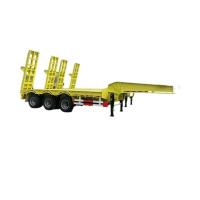 China 60T 3 Axle Low Bed Trailer Low Platform Trailers With 28 Tires Steel Material for sale